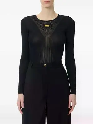 Elisabetta Franchi Open-knit Crewneck Long-sleeve T-shirt