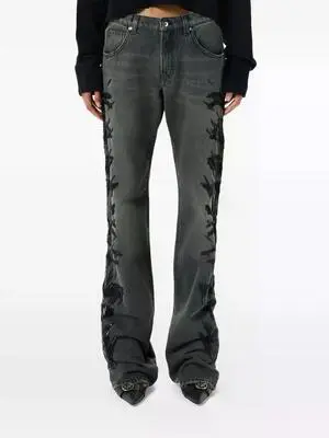 Blumarine Zebra Embroidered Jeans - Black
