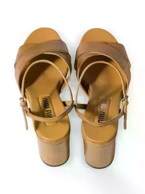 Miu Miu Leather Platform Sandals
