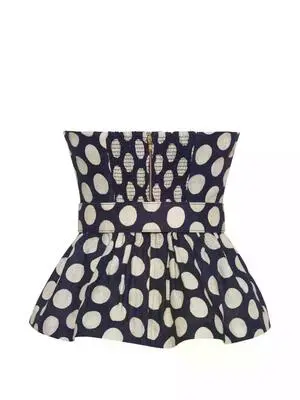 Cara Cara Tilda Strapless Peplum Top - Blue