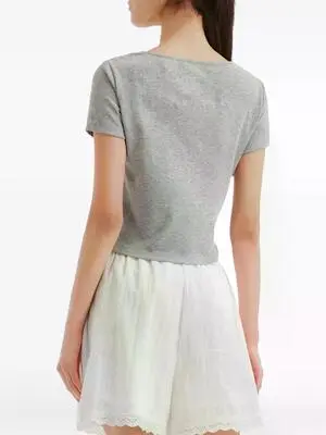 TOUT A COUP Lace-trim Ribbed T-shirt
