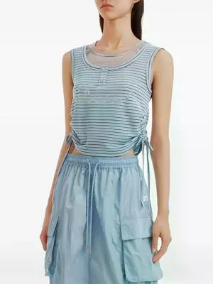 MINI CREAM Striped Drawstring Tank Top
