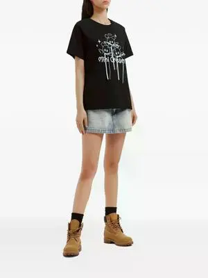 MINI CREAM Cotton Graphic Print T-shirt With Bow Detail