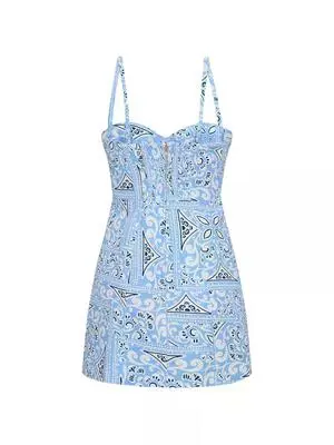 Cara Cara Claudine Heart-tile Mini Dress - Blue