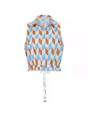 Cara Cara Hannah Geometric-print Cropped Top