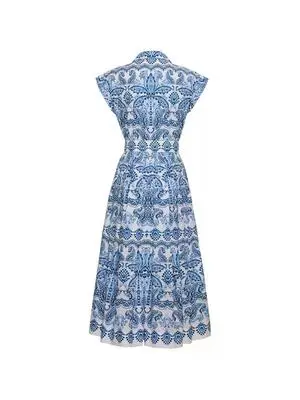 Cara Cara Paisley Print Belted Midi Dress