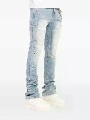 GUAPI Slim-fit Jeans With Spider Motif And Detachable Waist Chain - Blue