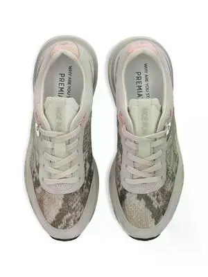 Premiata Moe Run Sneakers With Snakeskin-effect Panels - Grey