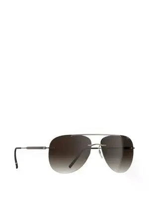 SILHOUETTE Rimless Pilot-frame Sunglasses - Brown