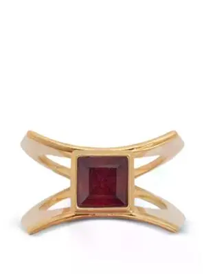 JIL SANDER Engraved Garnet Ring - Gold