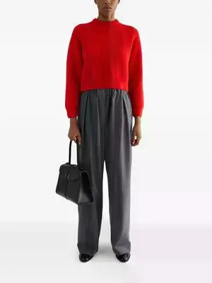 JIL SANDER Cropped Ribbed-knit Sweater - Red