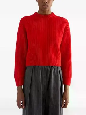 JIL SANDER Cropped Ribbed-knit Sweater - Red