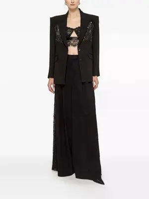 NISSA Sequin Embellished Blazer With Lace Inserts
