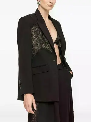 NISSA Sequin Embellished Blazer With Lace Inserts