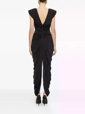 NISSA Ruched Plunge-neck Jumpsuit