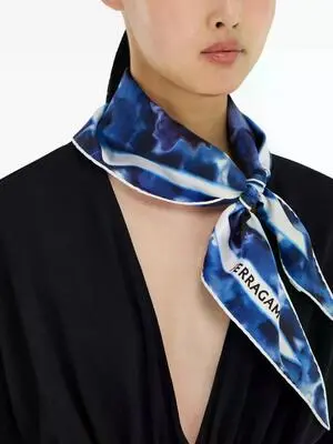 FERRAGAMO Carnation Print Diamond Scarf