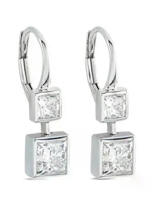 LB EXCLUSIVE 18k White Gold Diamond Drop Earrings - Silver