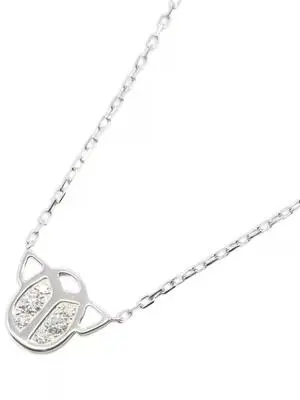 Cartier 18k White Gold Diamond Scarab Necklace - Silver