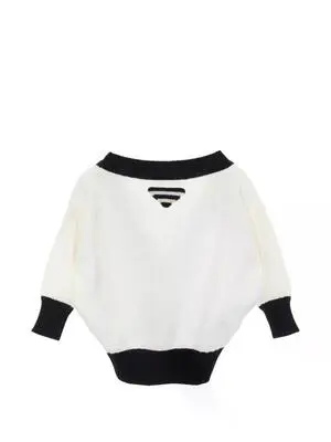 Prada White Cotton Knitted V-neck Cardigan