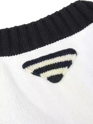 Prada White Cotton Knitted V-neck Cardigan