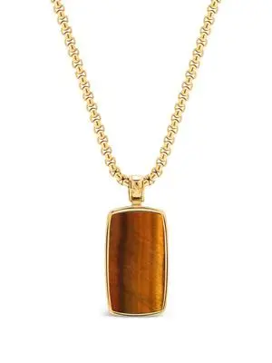 NIALAYA JEWELRY 18kt -plated Tiger Eye Dog Tag Necklace - Gold