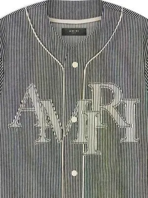 Amiri Striped Logo-applique Baseball Shirt