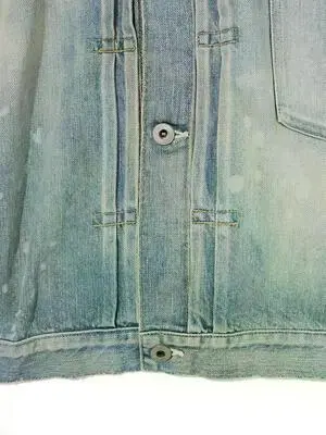 A.PRESSE Bleached-effect Pleated Denim Jacket