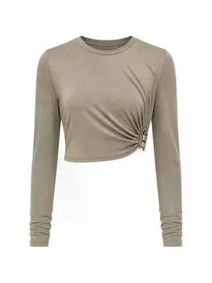Christopher Esber Bezel Quartz Ruched Long-sleeve Cropped T-shirt