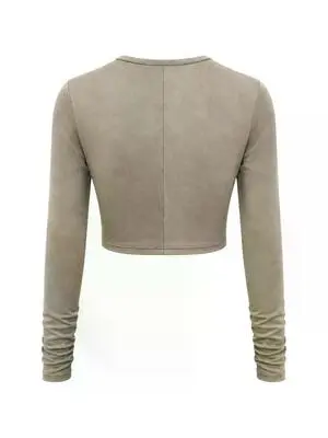 Christopher Esber Bezel Quartz Ruched Long-sleeve Cropped T-shirt