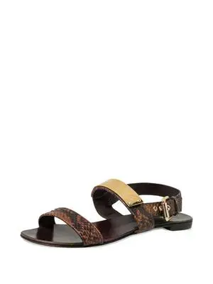 GIUSEPPE ZANOTTI Dual Strap Python Leather Slingback Flats