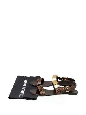 GIUSEPPE ZANOTTI Dual Strap Python Leather Slingback Flats