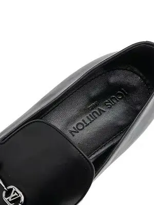 LOUIS VUITTON Leather Loafers With Silver-tone Hardware