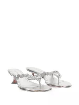 Amina Muaddi Janis Flower-appliqué Sandals - Silver