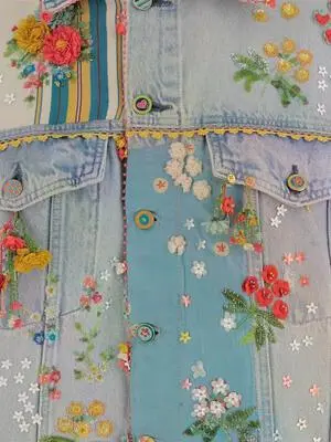 Pero Floral-embroidered Denim Jacket