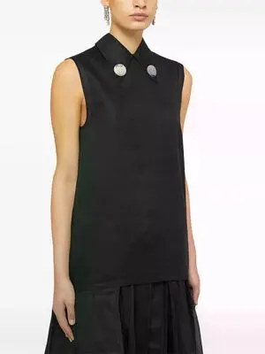 JIL SANDER Sleeveless Cotton Blouse With Silver-tone Hardware - Black