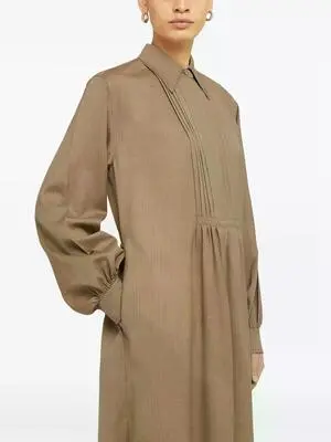 JIL SANDER Beige Wool Straight-point Collar Dress