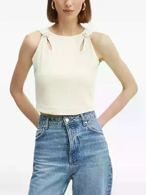 Guess Embellished Cutout Tank Top - Neutrals