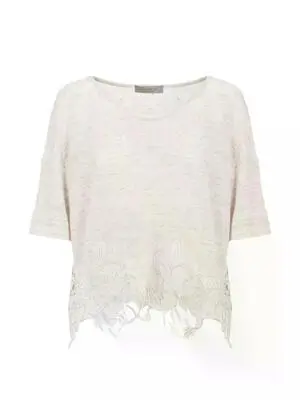 D.exterior Short Sleeve Poncho With Lace Trim