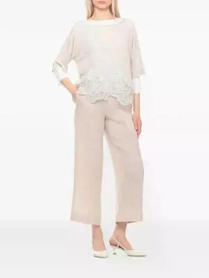 D.exterior Short Sleeve Poncho With Lace Trim