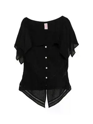 FETICO Ruffled-sleeve Button-up Blouse