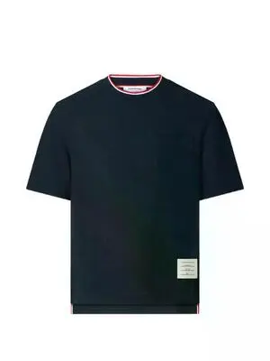 Thom Browne Textured-cotton Chest-pocket T-shirt - Blue