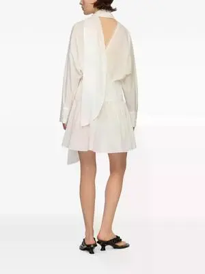 GANNI Lace-trim Wrap-style Mini Dress In Organic Cotton