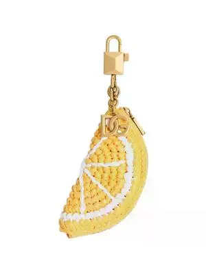Dolce & Gabbana Raffia Charm Key Ring - Yellow
