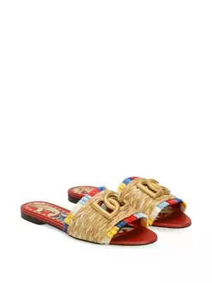 Dolce & Gabbana Raffia Flat Slides - Neutrals