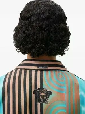 Versace Printed Silk Twill Shirt - Blue