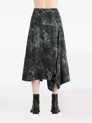 Y’s Abstract Print Asymmetric Hem Trousers