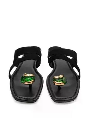 JIMMY CHOO Emeri Stone Flat Sandals - Black
