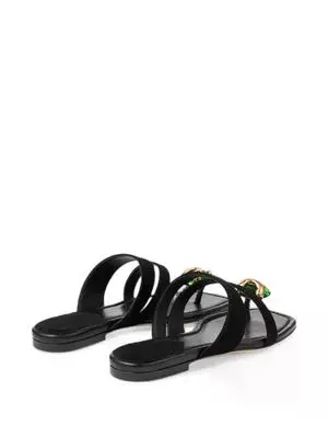 JIMMY CHOO Emeri Stone Flat Sandals - Black