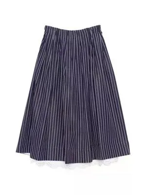 Dice Kayek Lace-hem Pinstriped Midi Skirt