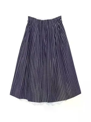 Dice Kayek Lace-hem Pinstriped Midi Skirt